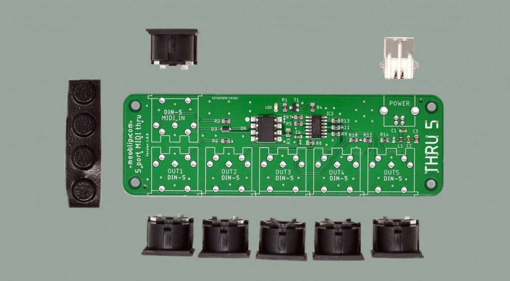 MeeBlip thru5 MIDI Splitter Kit: DIY MIDI Thru Box mit fünf Ausgängen ...