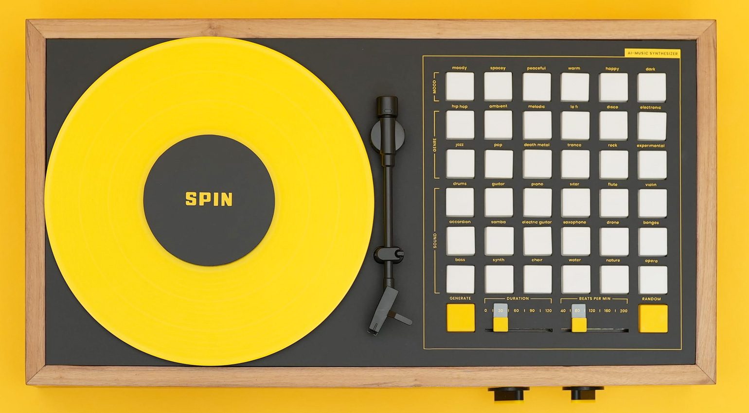 SPIN AI Music Synthesizer kombiniert KI, Controller und Turntable ...