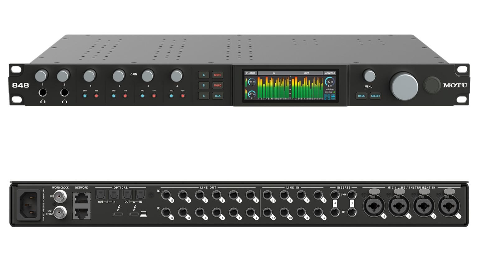 MOTU 848: Audiointerface mit Thunderbolt 4, USB4 und AVB