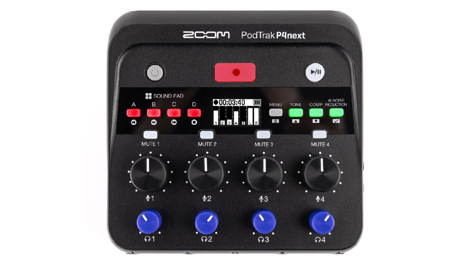 Zoom PodTrak P4next: Podcasting-Recorder mit 4 Eingängen